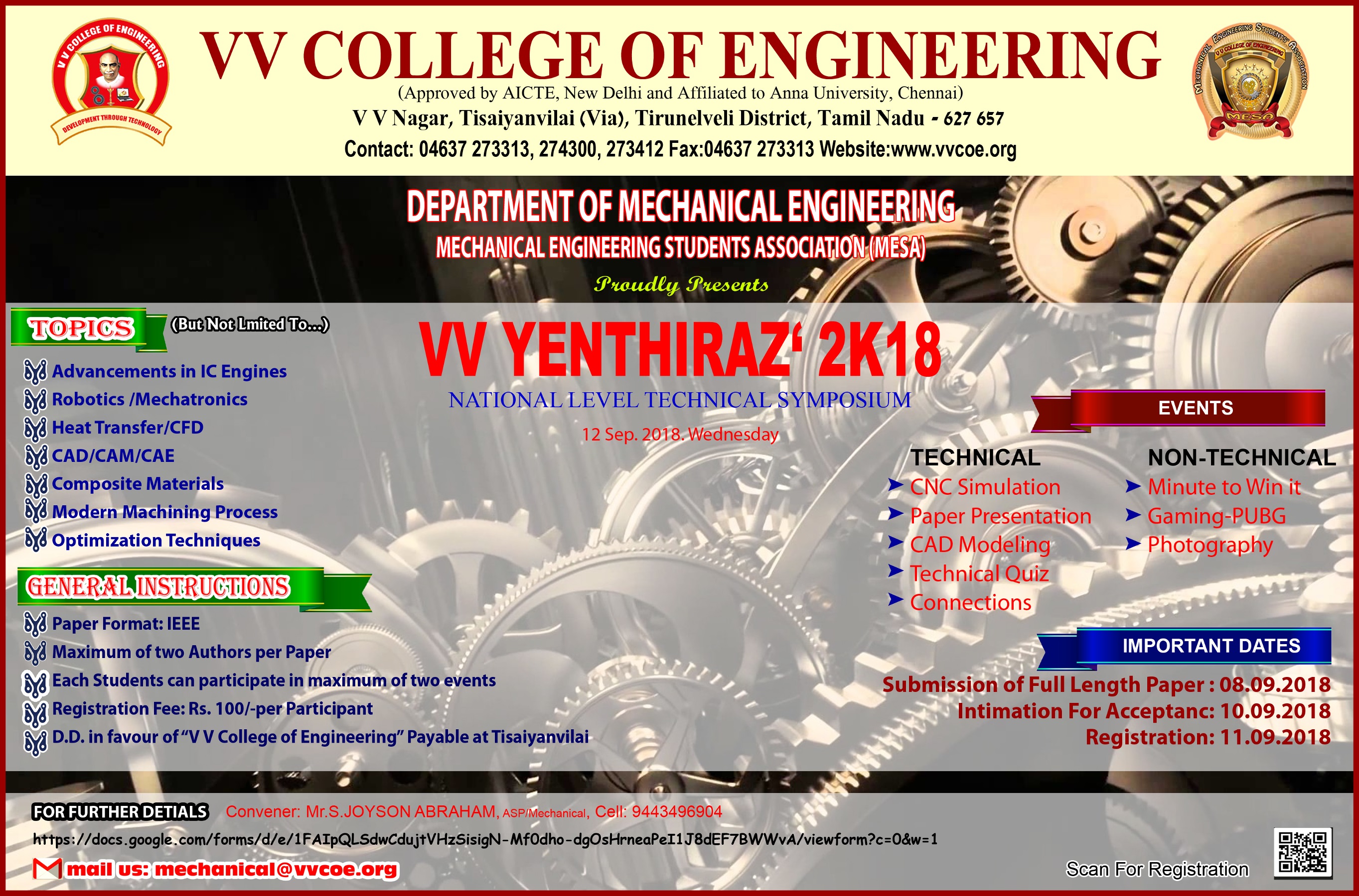 Department of Mechanical Engineering is organizing 6th National level ...